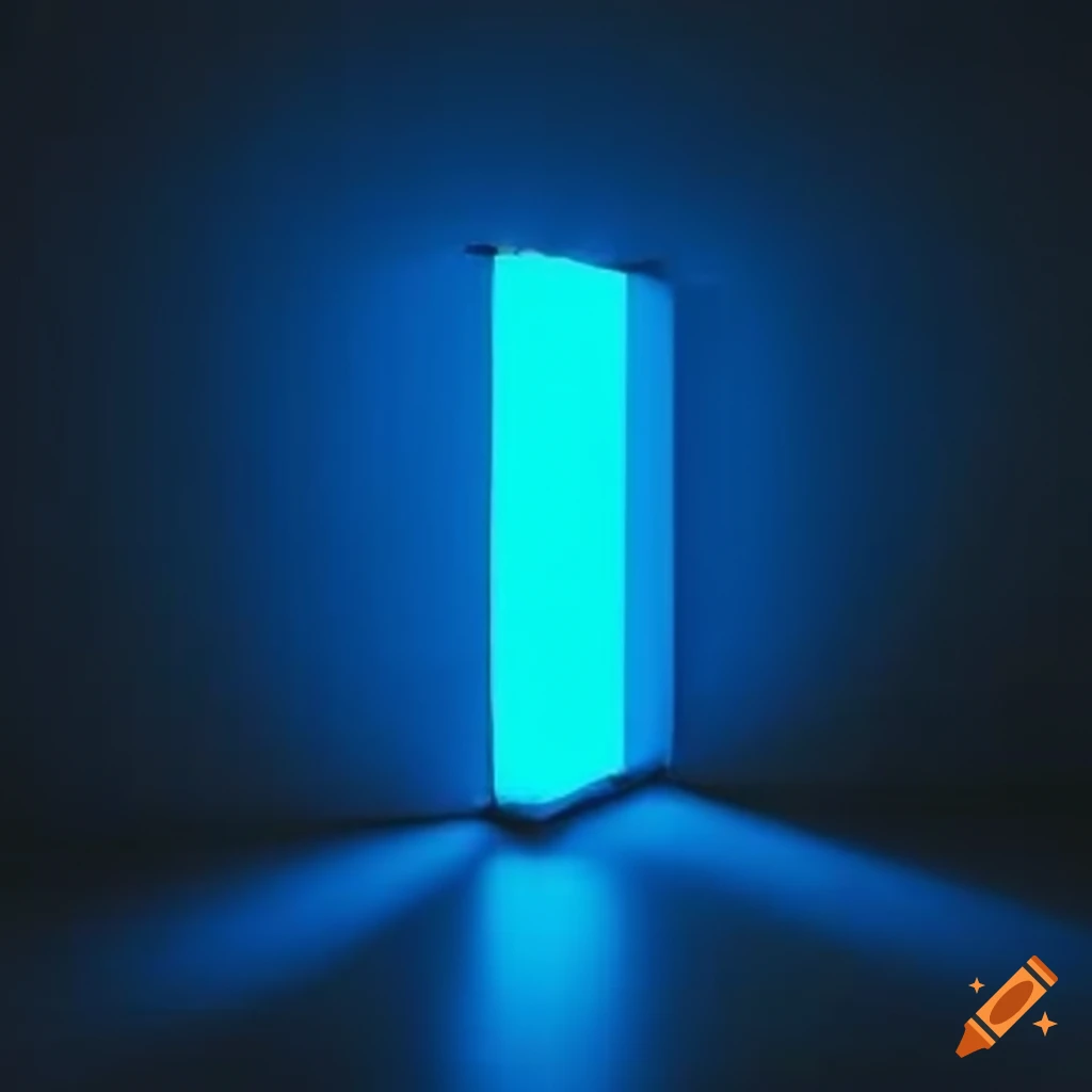 Glowing blue rectangular portal on Craiyon