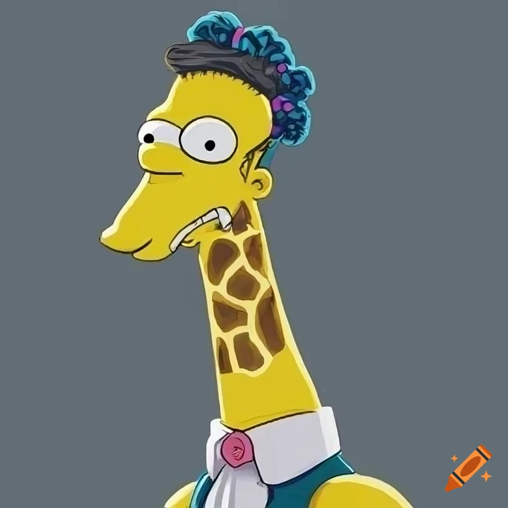 Artwork featuring homer simpson giraffe in frida khalo's style. the ...