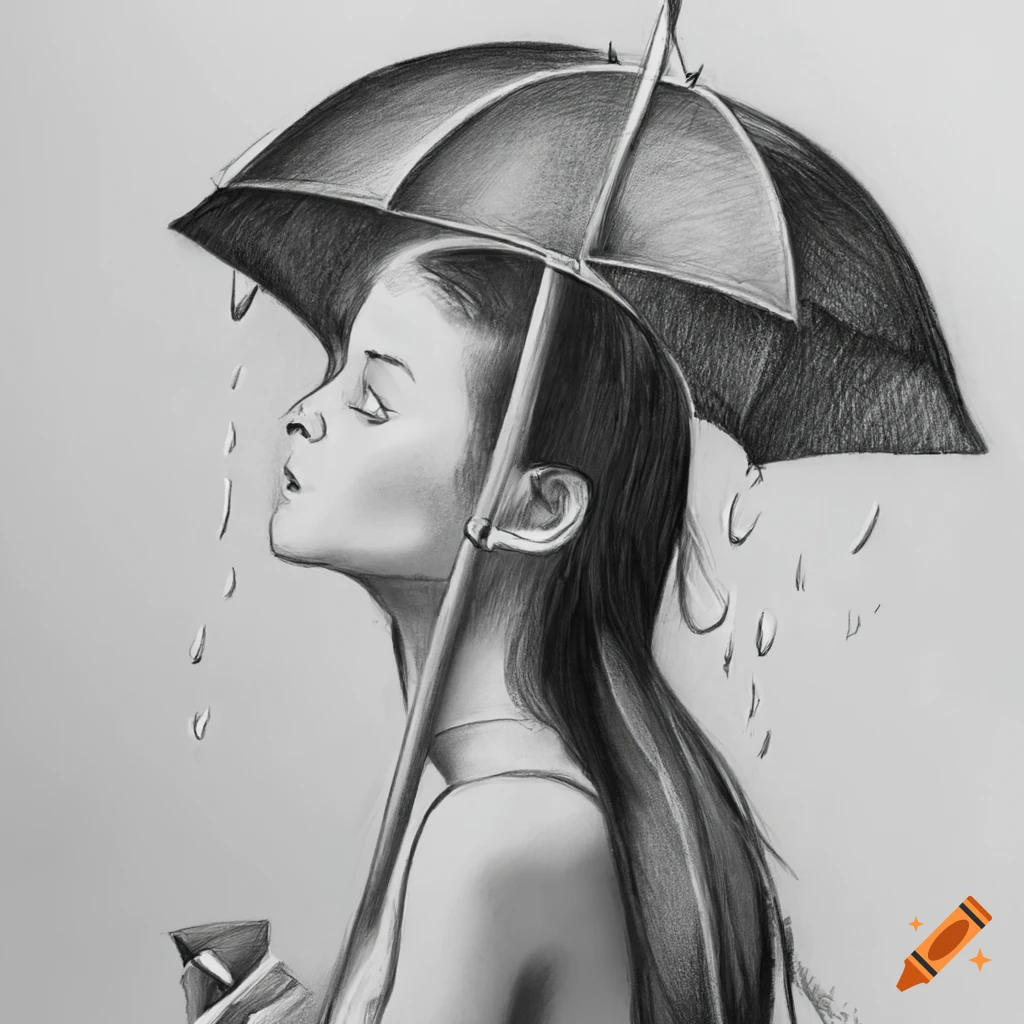 Rain pencil drawing on Craiyon