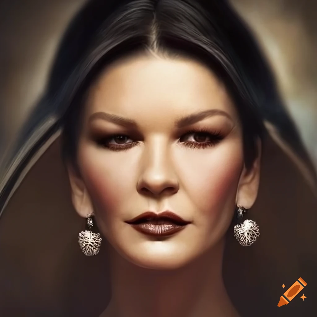 Portrait of catherine zeta jones with distinctive features under ...