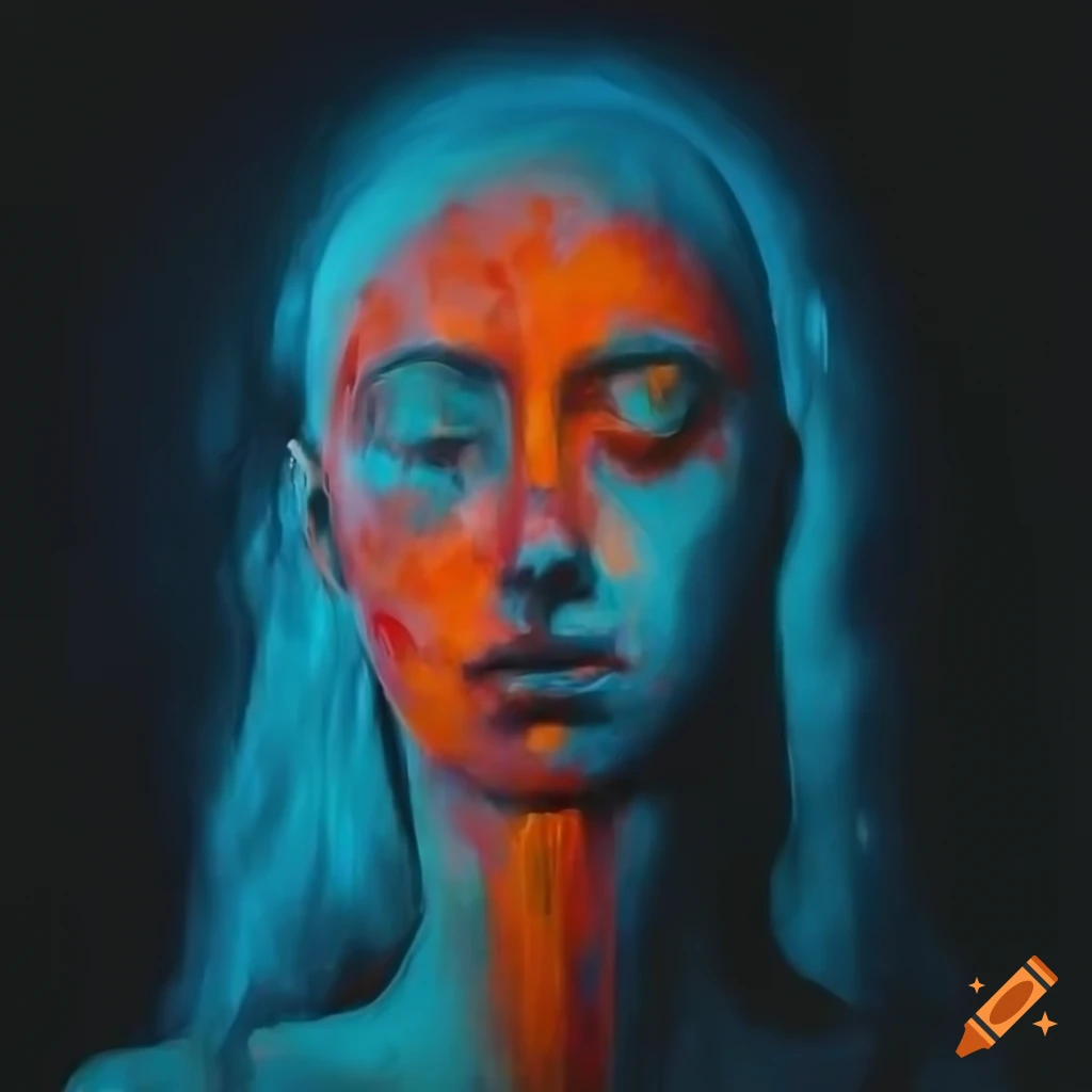 Painting depicting loss and a broken soul in dystopian cubism style by ...