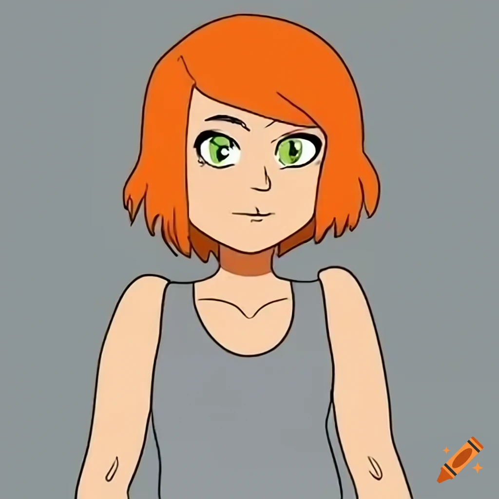 Anime Depiction Of Gwen Tennyson With Short Orange Hair In Bed On Craiyon