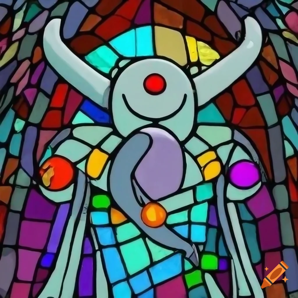 Colorful stained glass mosaic of Adventure Time character Lich on Craiyon