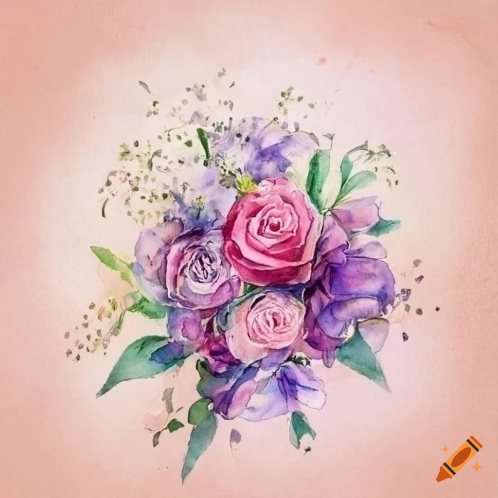 Bewitching bouquet of roses, lilies, lavender, and baby's breath with ...