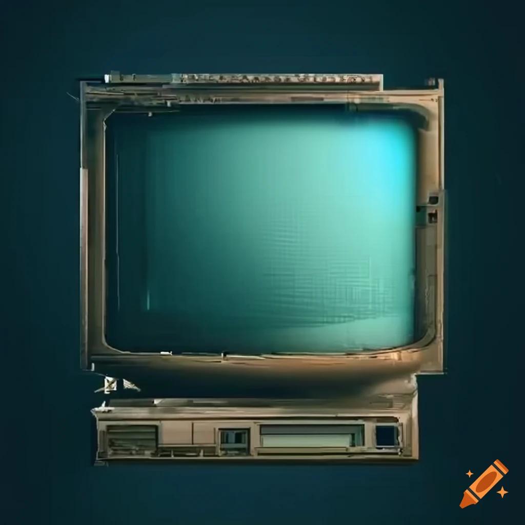 Front view of a 50's style post-apocalypse computer screen on Craiyon