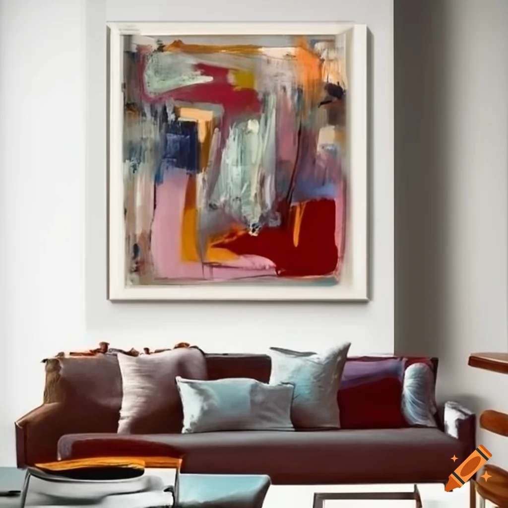Abstract expressionism art in a modern interior setting on Craiyon