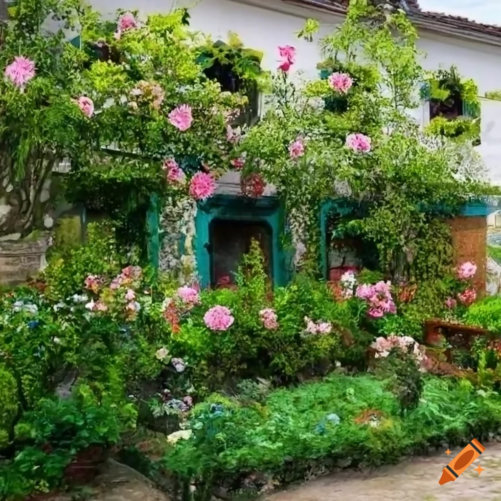 Beautifully decorated romanian house with lush garden of roses ...