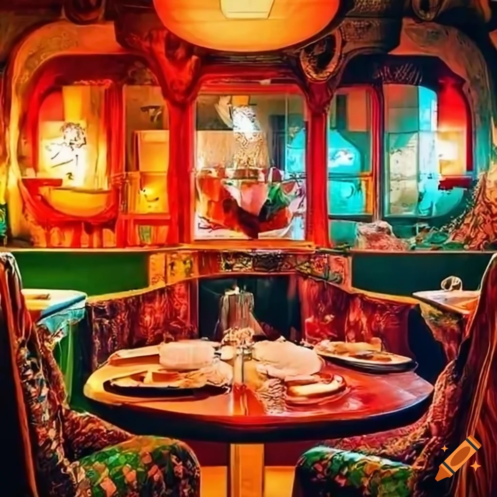 Colorful fancy restaurant in new york serving baked stuffed ...