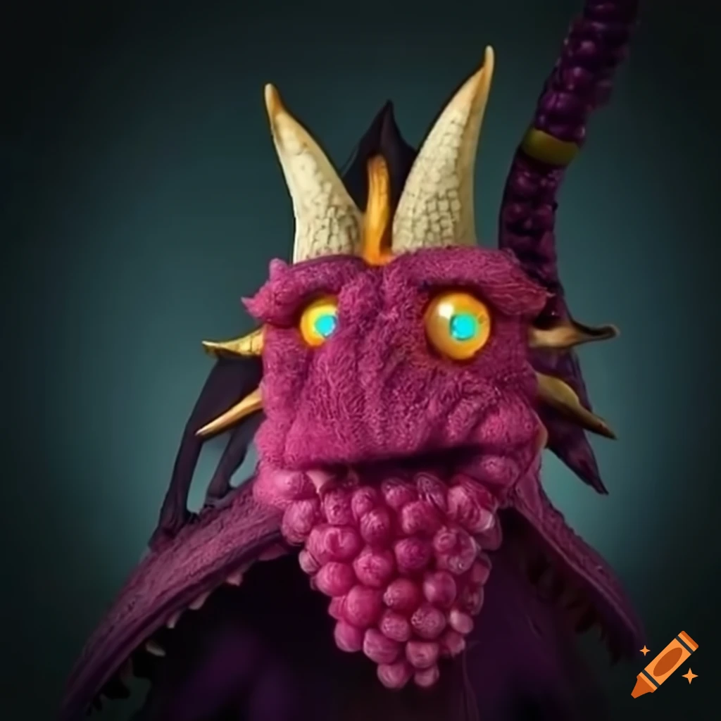 Animated dragon with a raspberry beard on Craiyon