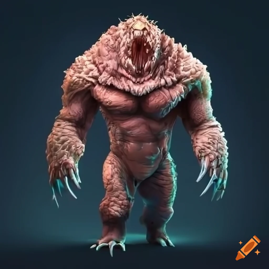 Realistic full body shot of a crystalic beast similar to rammus on Craiyon