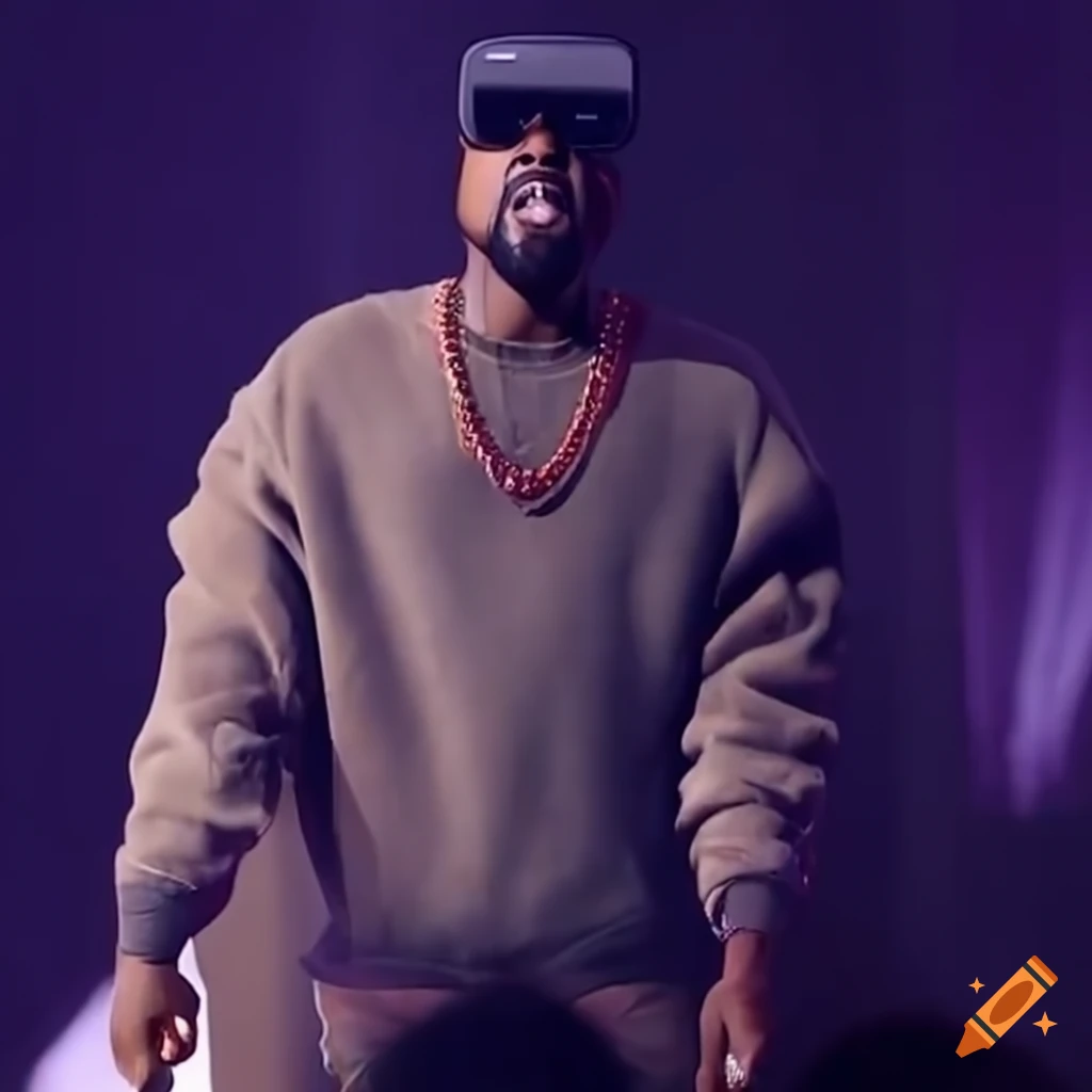 Kanye West performing with VR glasses on Craiyon