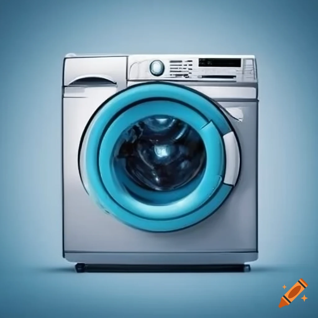 Unique view of a washing machine in a bathroom on Craiyon