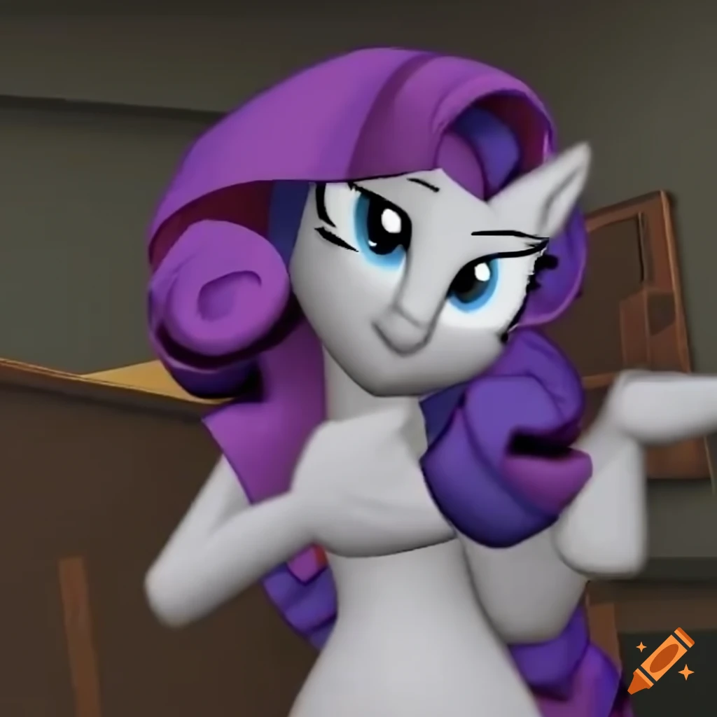 Deep fried meme with rarity sfm reference on Craiyon