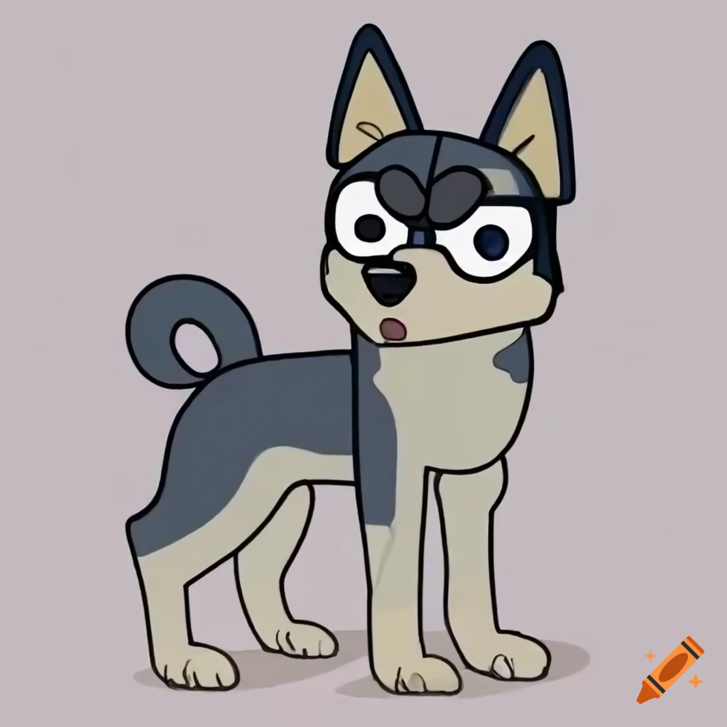 Husky dog illustrated in the style of bluey on Craiyon