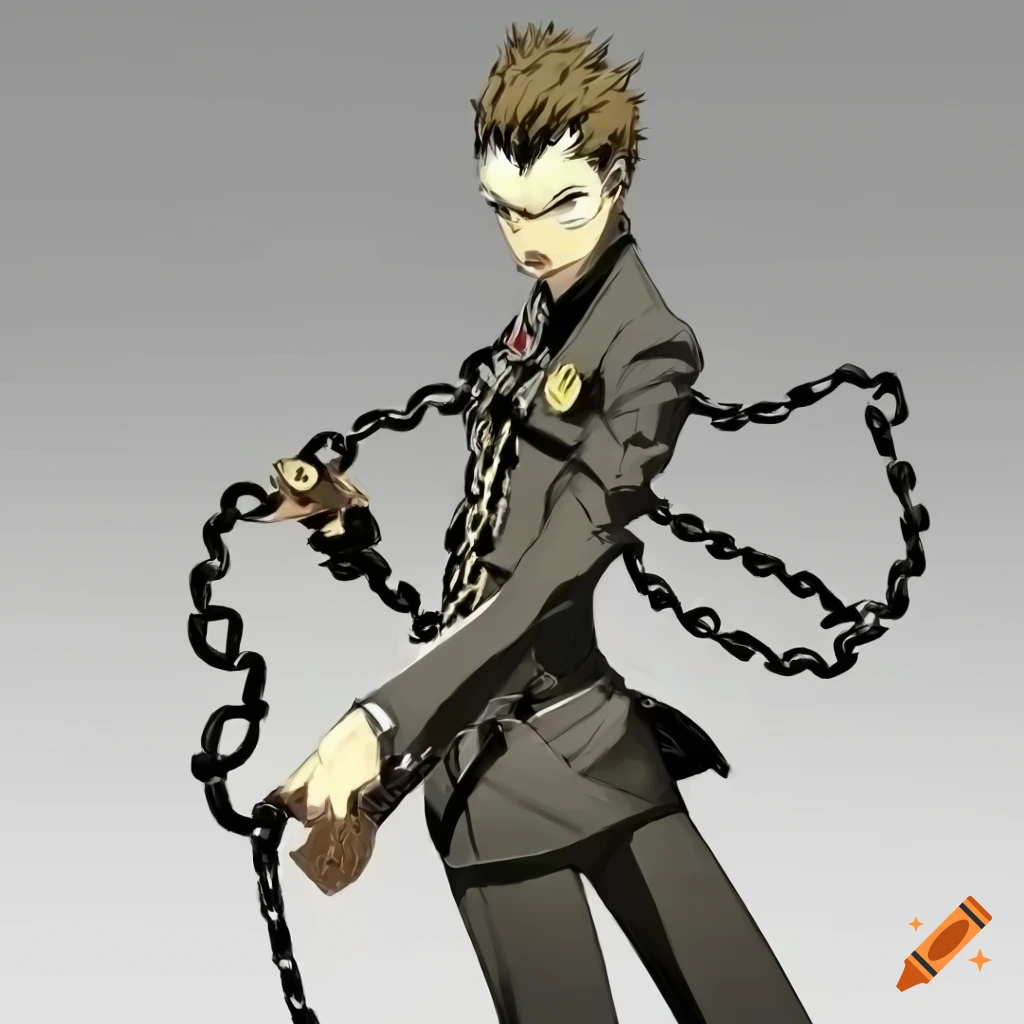 Persona 4 style ryugi with a chain whip on Craiyon