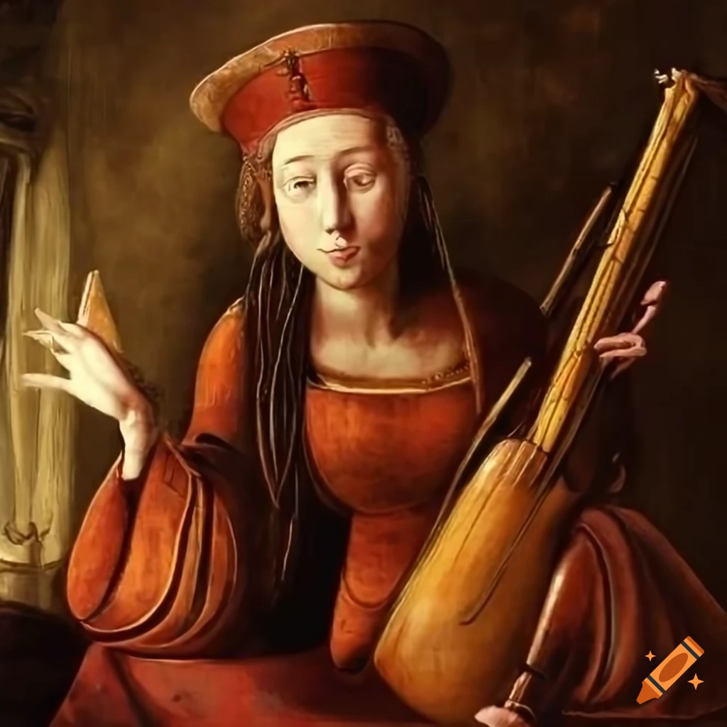 Medieval musicians performing on Craiyon