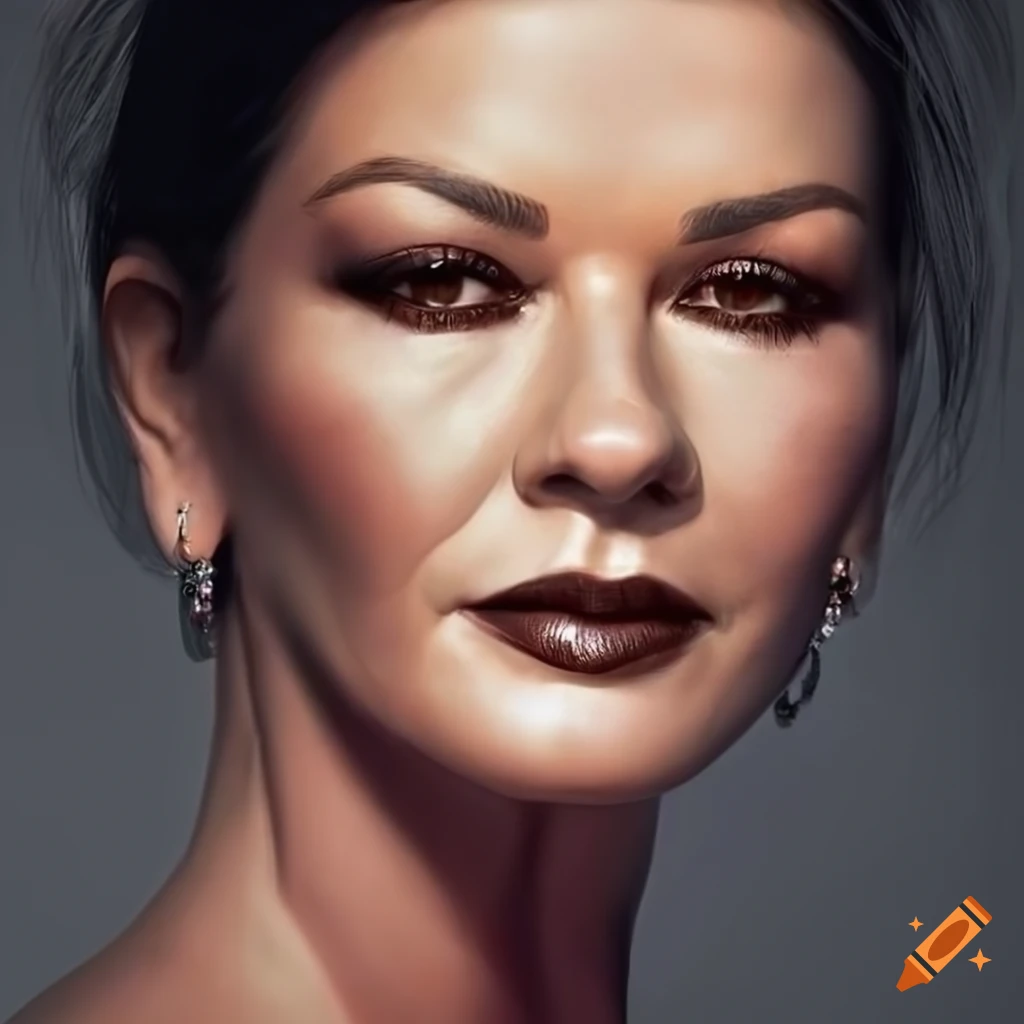 Portrait of Catherine Zeta Jones with distinctive features under ...