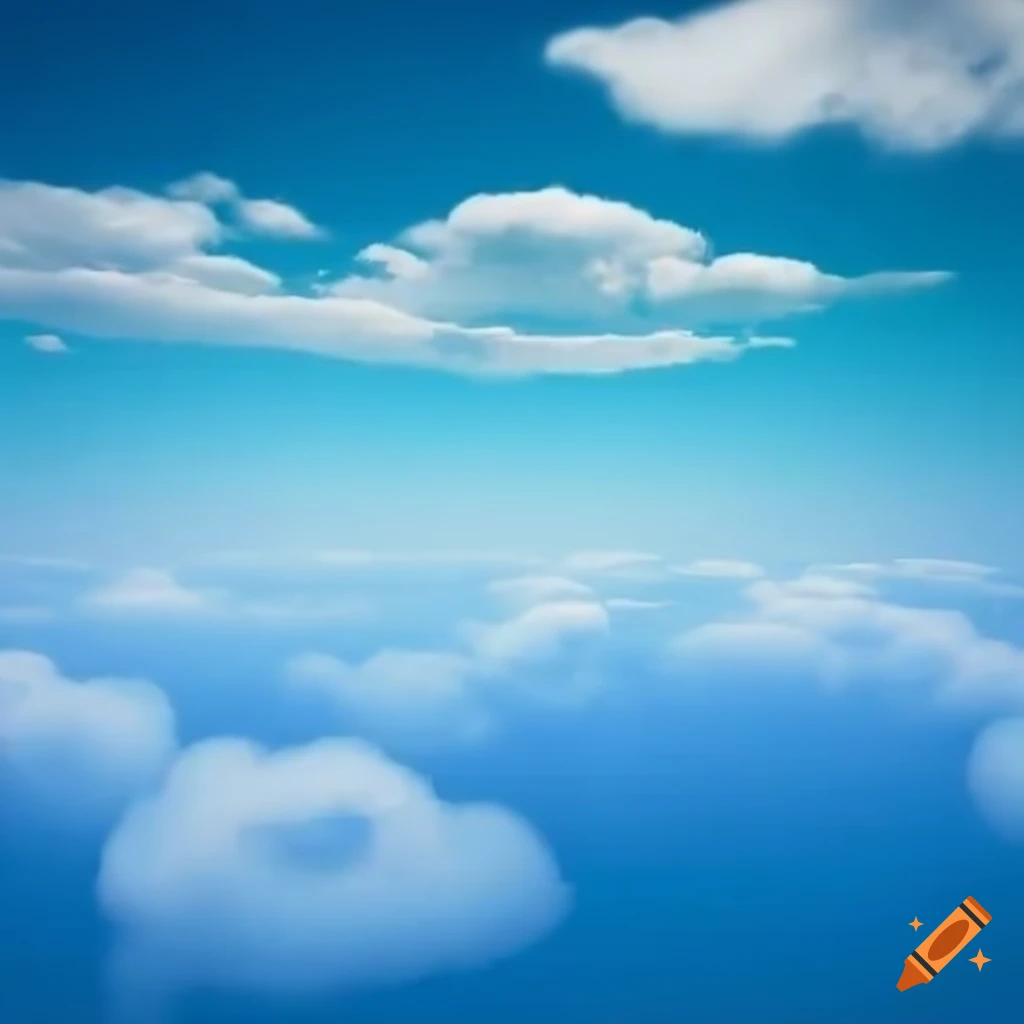 Clear baby blue sky with sparse clouds in a video game skybox on Craiyon