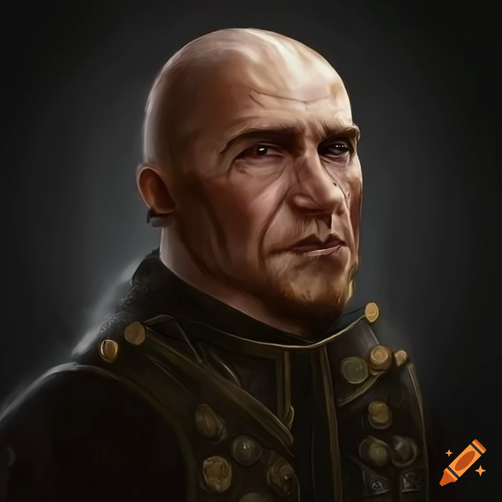 Medieval captain of the guard portrait in realistic style on Craiyon