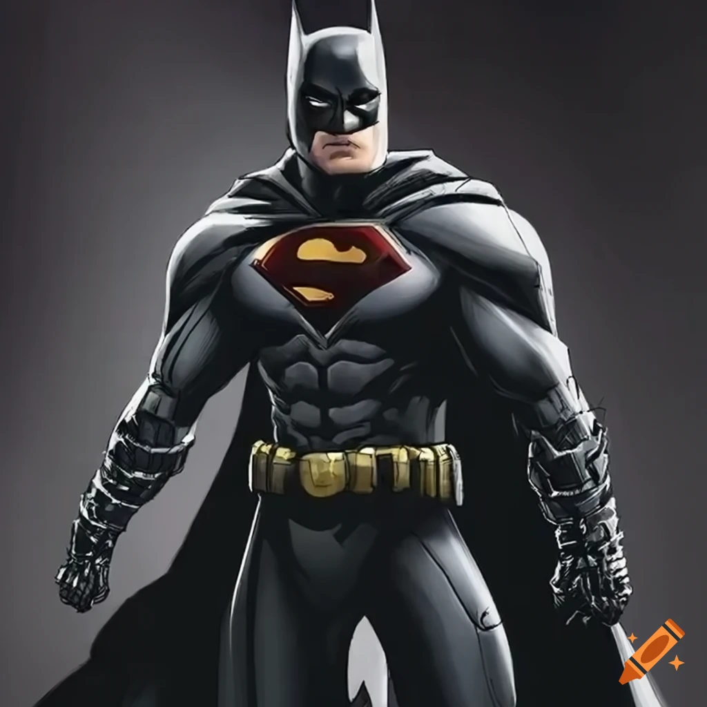 Batman in a mechanized suit punching Superman on Craiyon