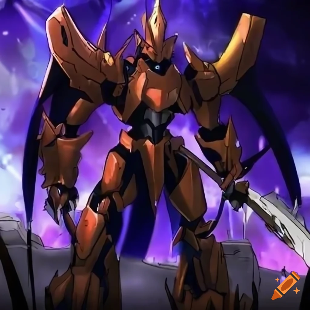 Mega-armored knight mecha inspired by digimon in an anime style on Craiyon