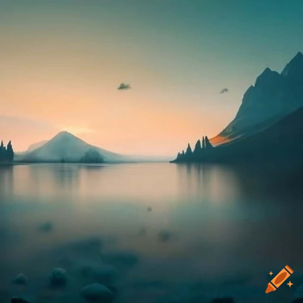 Calm cozy peaceful magnificent breathtaking refreshing landscape on Craiyon