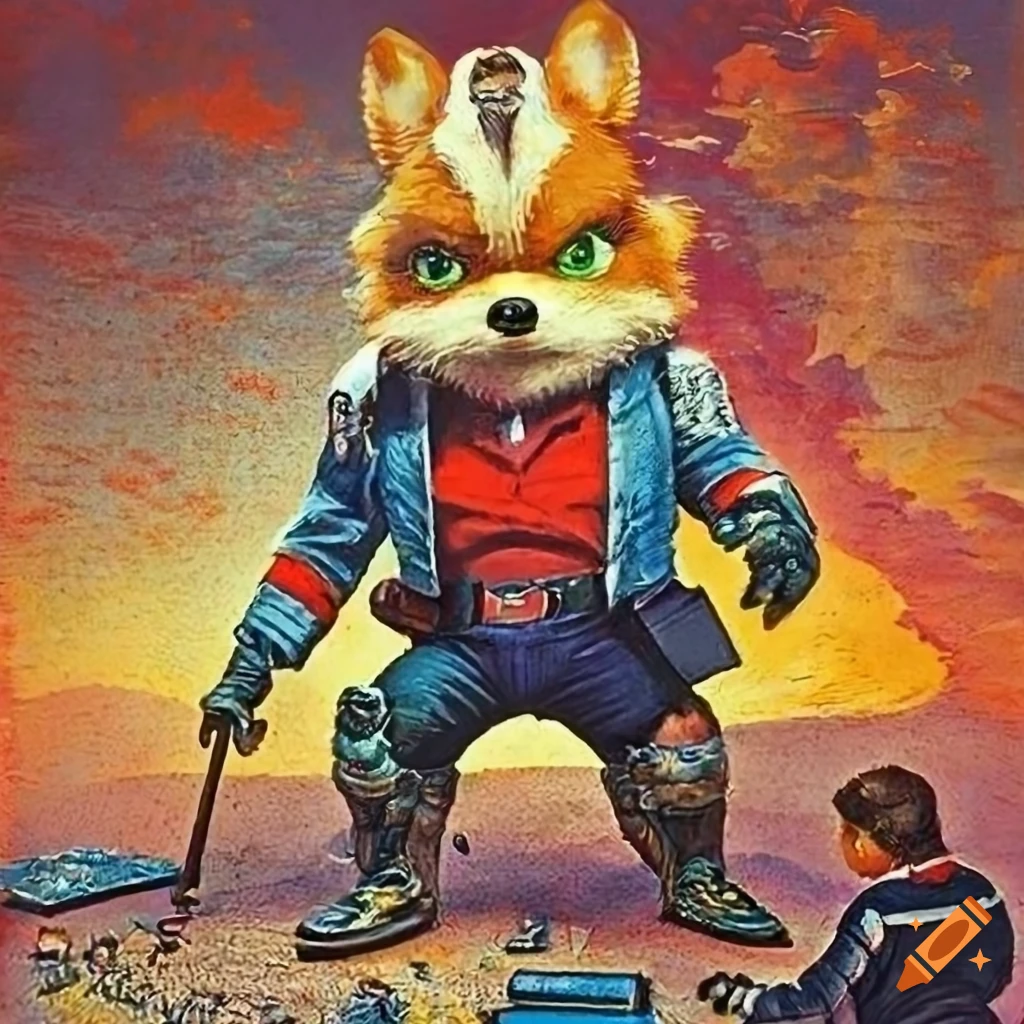Intricately detailed vintage star fox poster inspired by james gurney ...