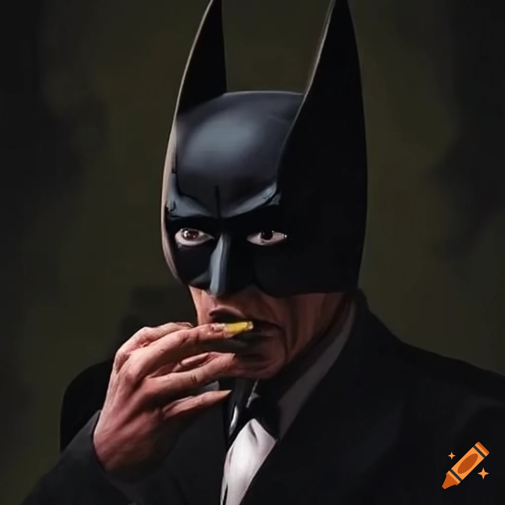 Friedrich von hayek as batman with a vape on Craiyon