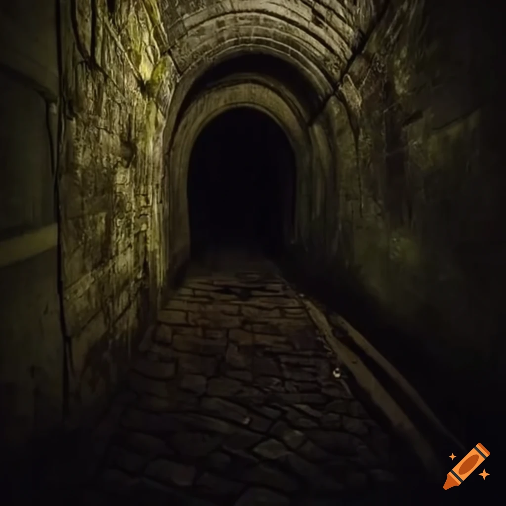 Dark sewer with an invisible man approaching on Craiyon