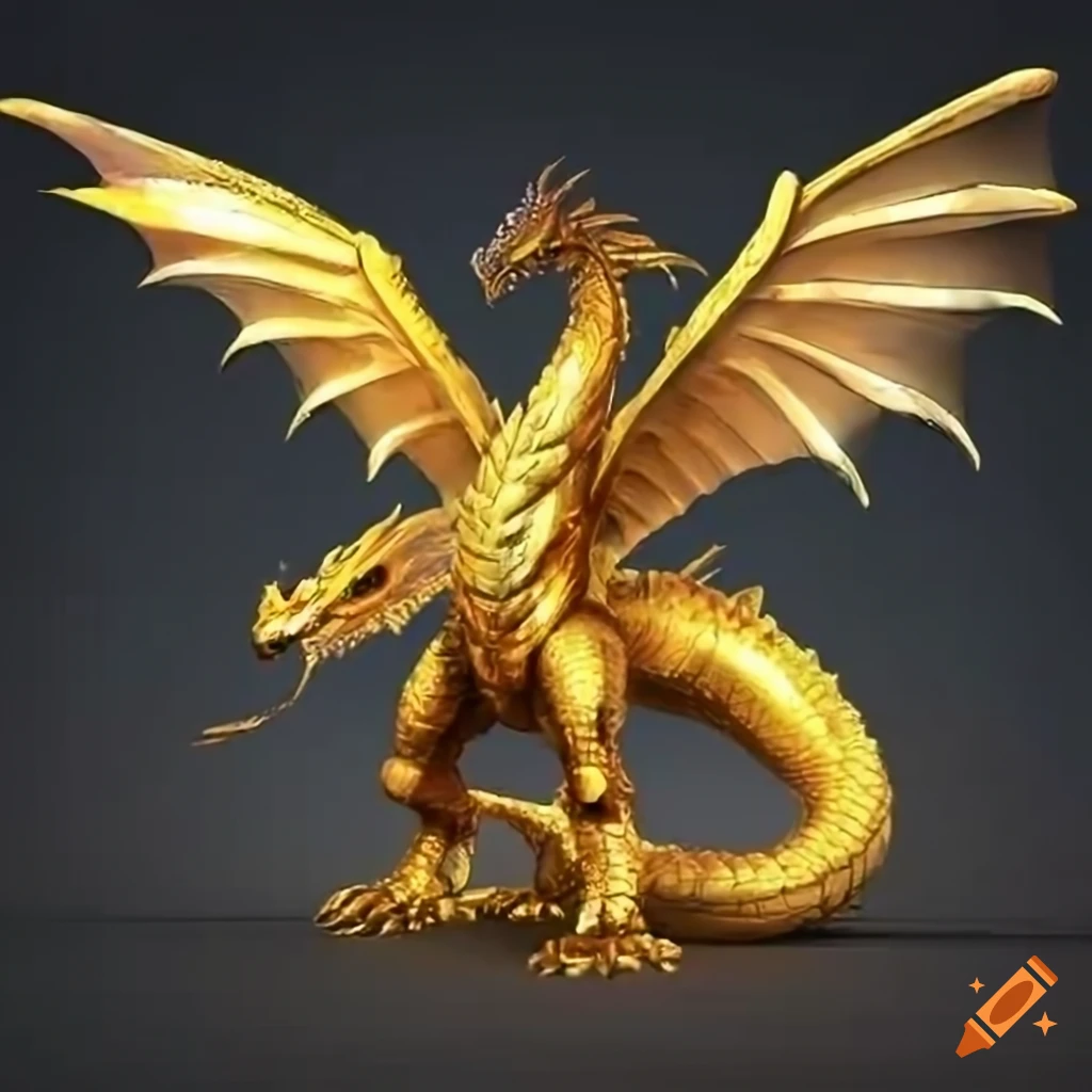 Giant golden solar serpent dragon with sun wings and antennas in a ...