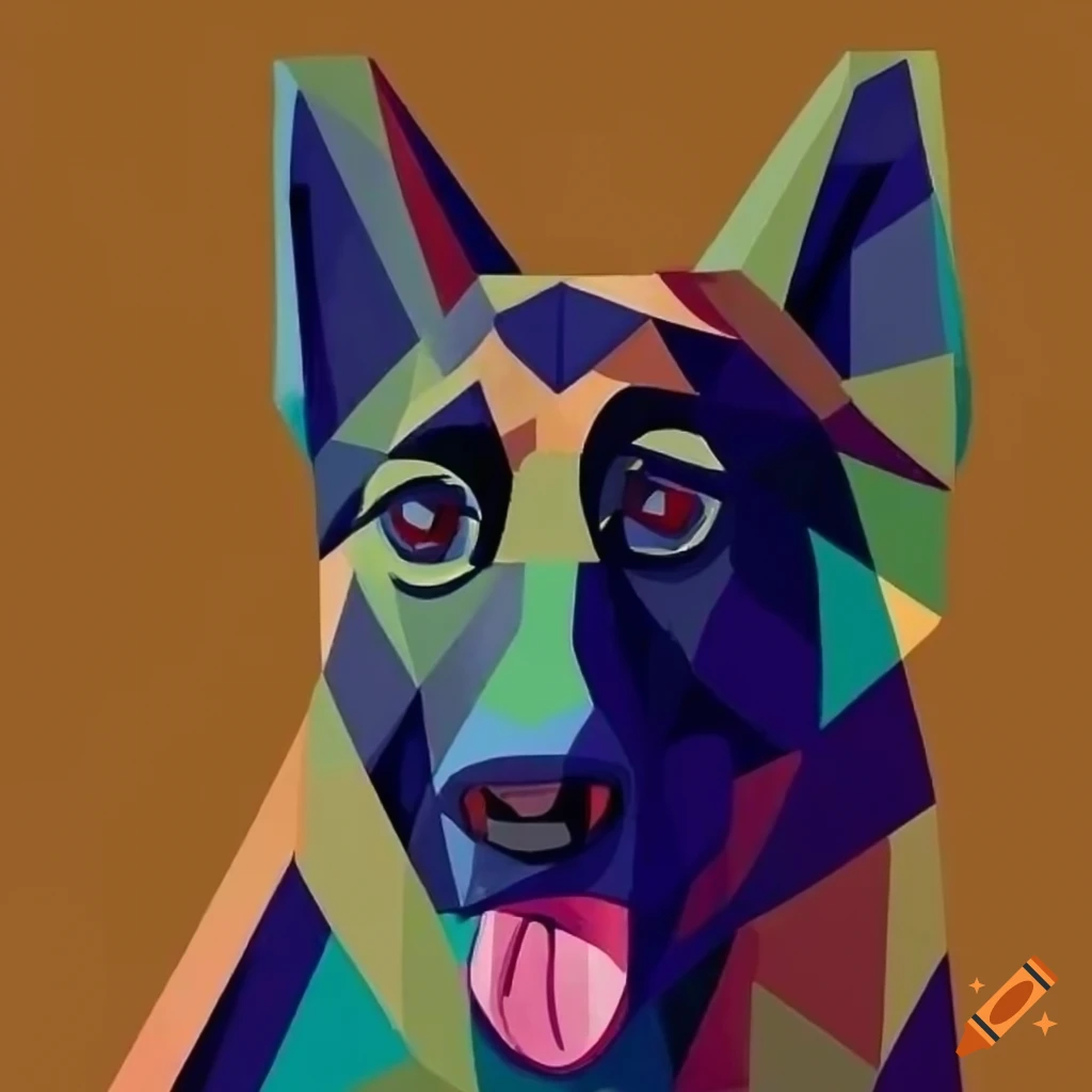 German shepherd dog in cubist art style on Craiyon