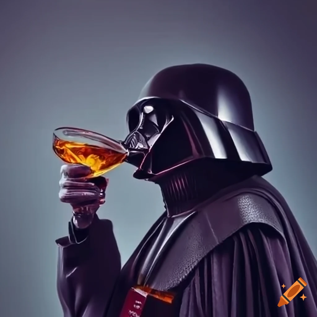 Darth vader enjoying a drink on Craiyon