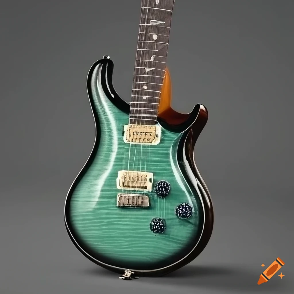 Prs style guitar with black over seafoam green to surf green sunburst ...
