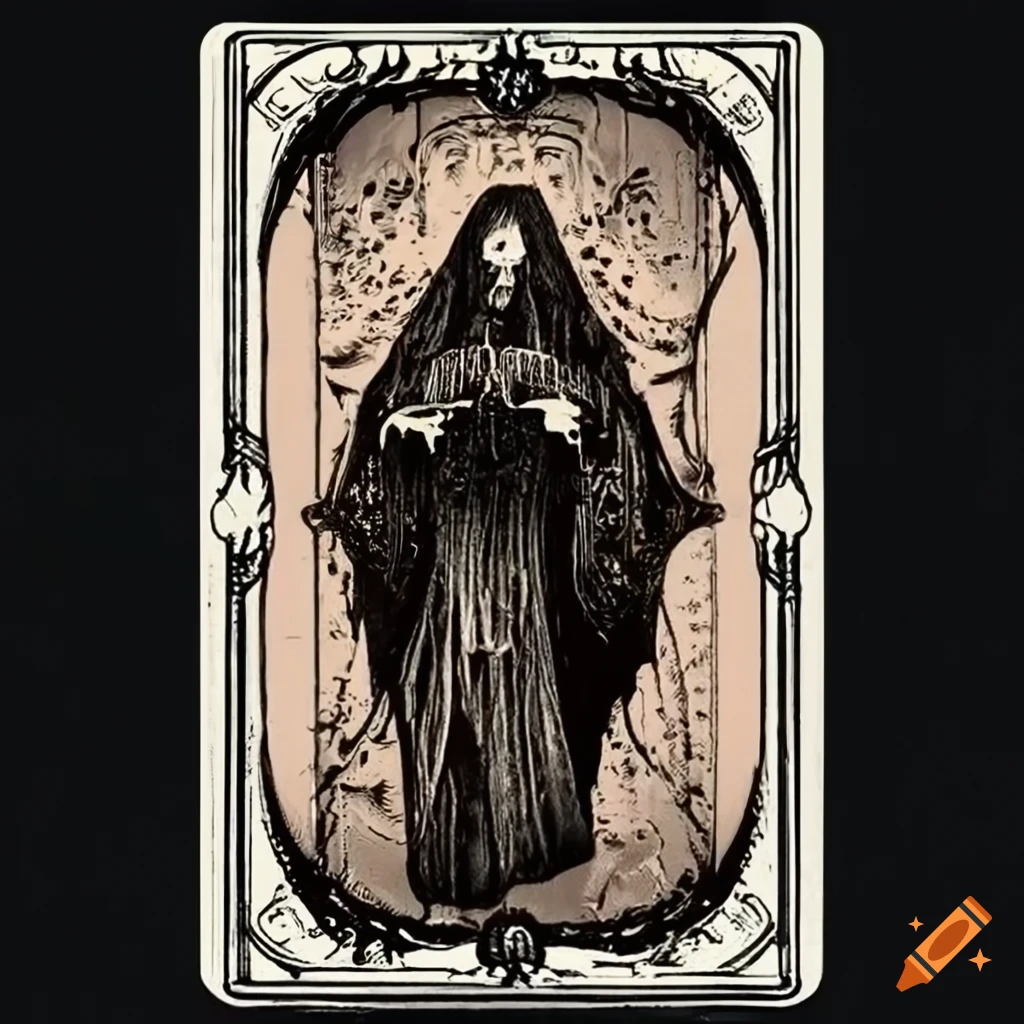 Spooky tarot card in mystic antique style on Craiyon