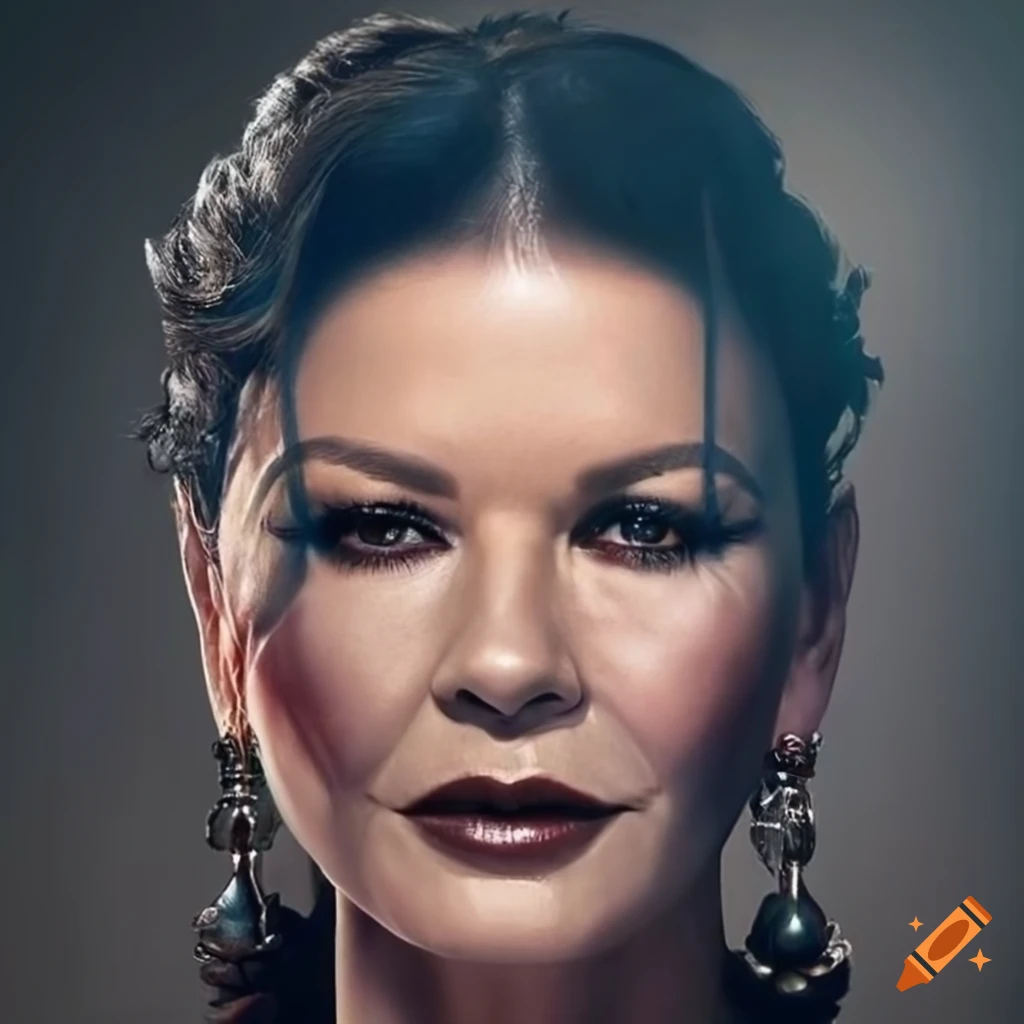 Portrait of Catherine Zeta Jones with dramatic natural lighting on Craiyon
