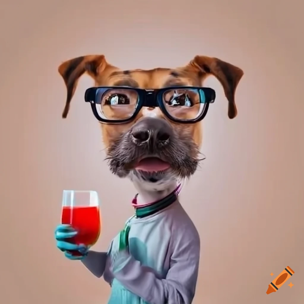 Nerdy dog conducting science experiments inside a camper van on Craiyon