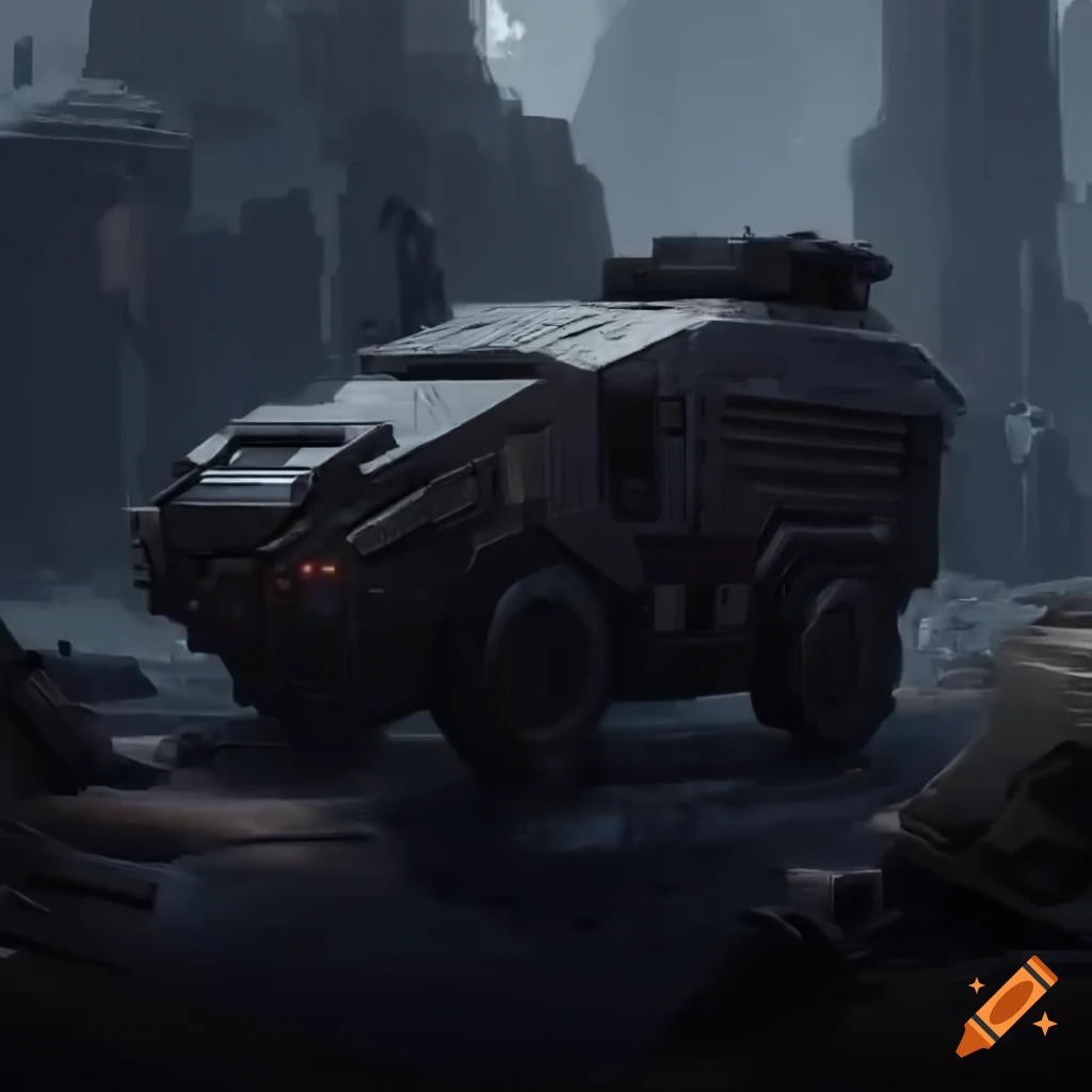 Armoured sci-fi van from another world with ultra-high detail on Craiyon