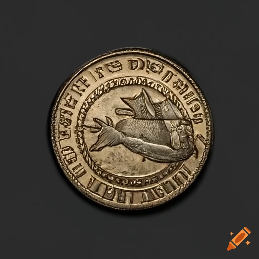 Fancy coin with fish and thunderbolt design on Craiyon