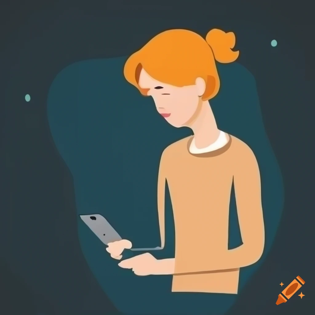 Sad person on smartphone in vector graphic style with wes anderson ...
