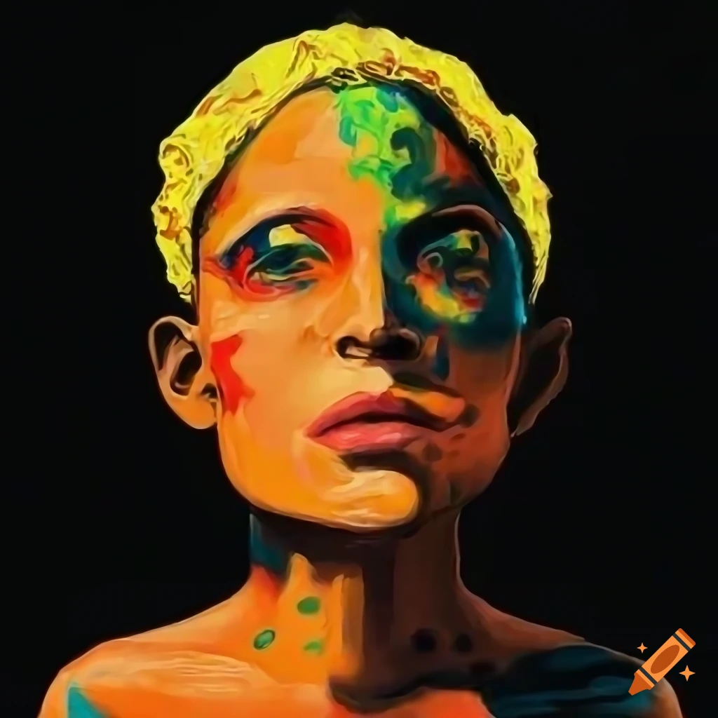 Painting depicting loss and a broken soul in a dystopian cubism style ...