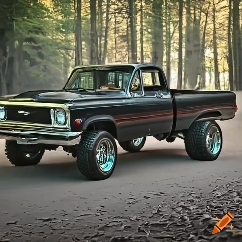 Calico cat driving a vintage black chevy truck on Craiyon