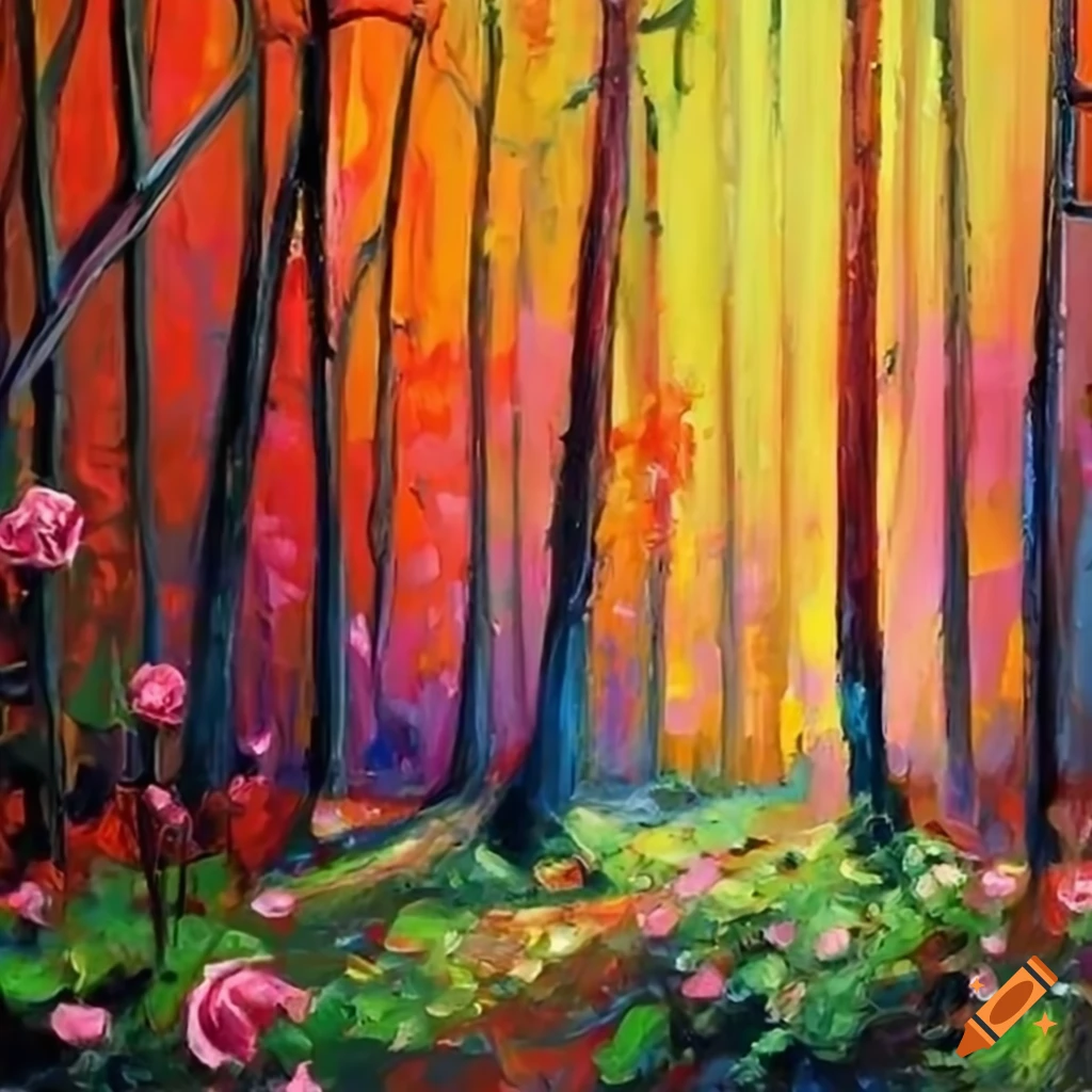 Forest full of roses on Craiyon