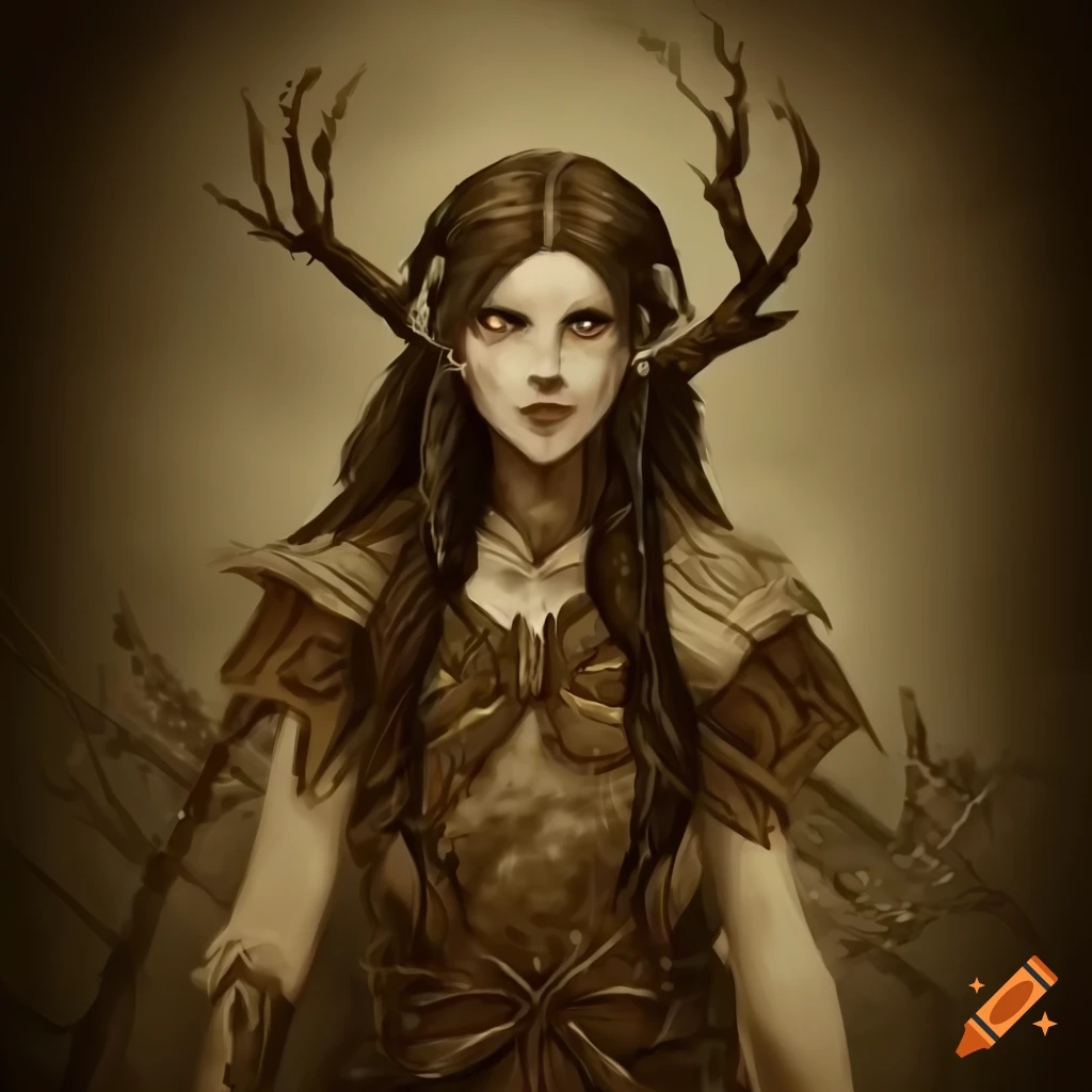Druid avatar in a sepia-toned RPG setting on Craiyon