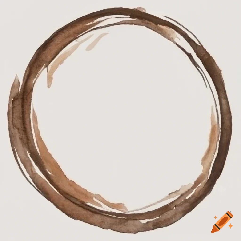 Round text box with brown neutral watercolor border on Craiyon