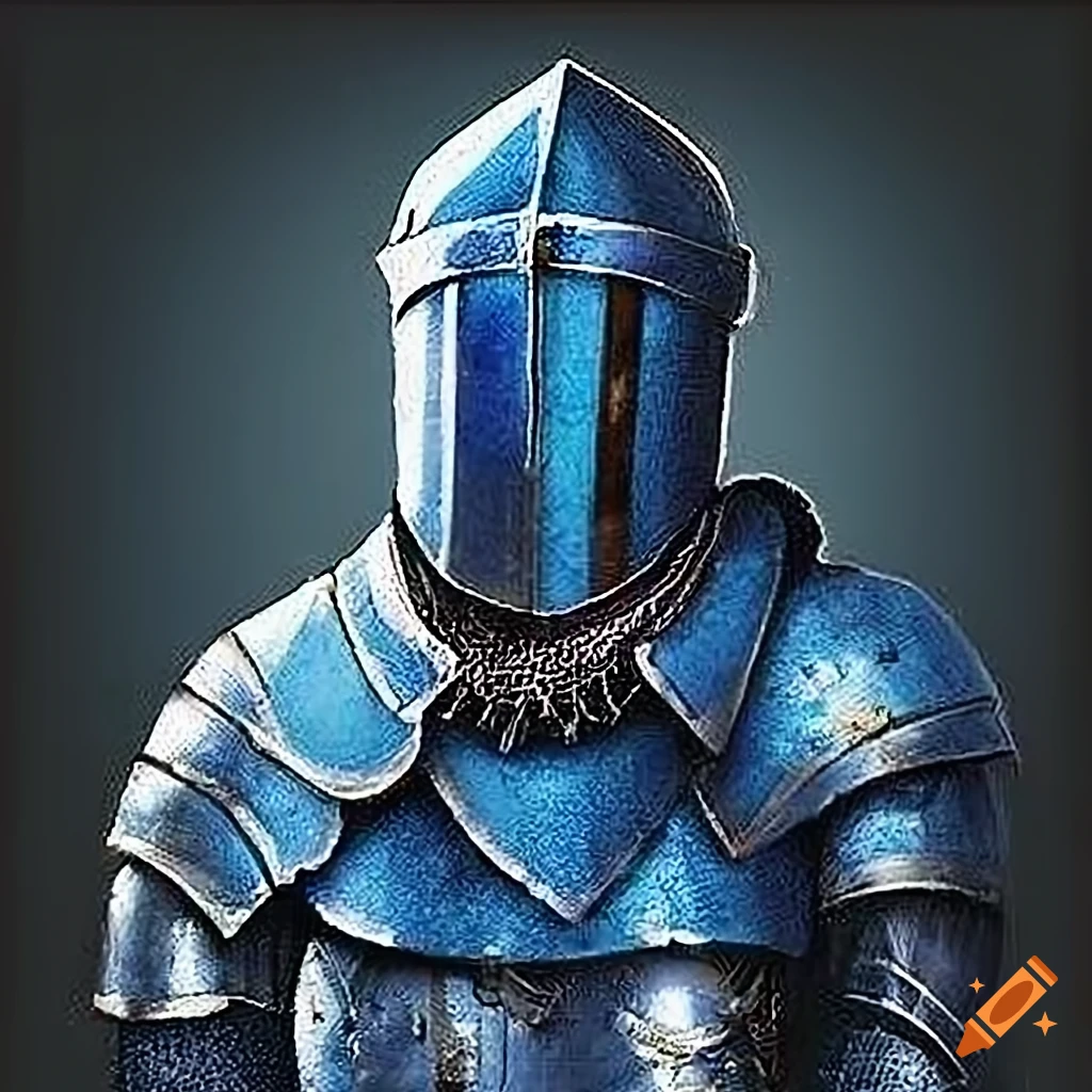 Male blue medieval knight for youtube profile on Craiyon