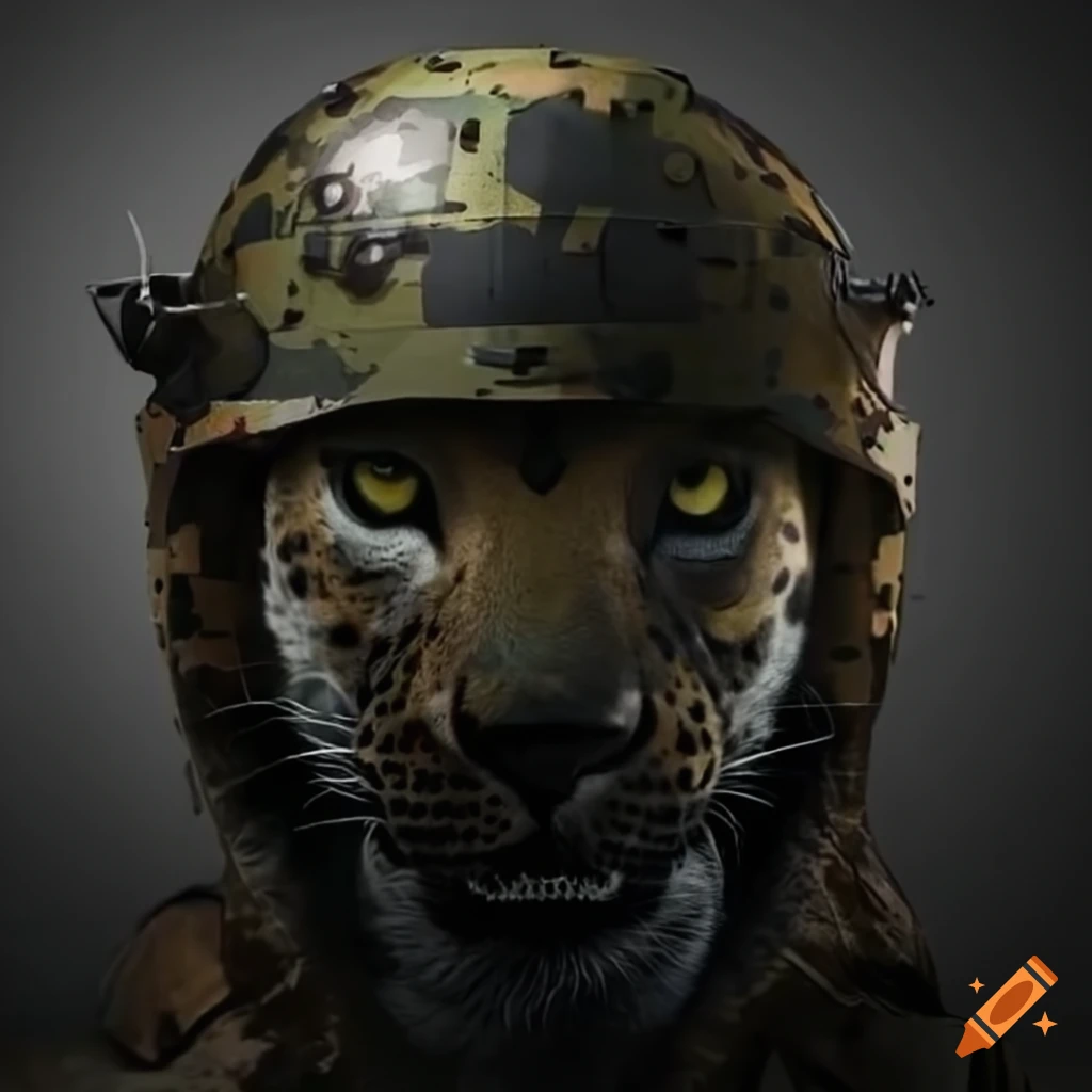 Leopard in military armor on Craiyon