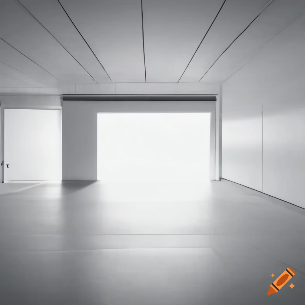 Interior of a modern white empty garage on Craiyon