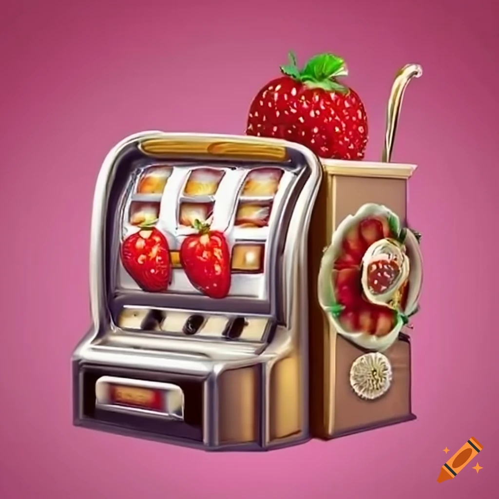 Slot machine winning fruits strawberry and vanilla on Craiyon