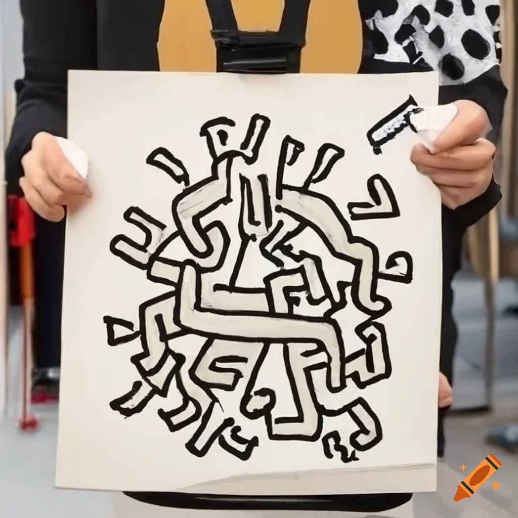 Bombs falling on a city with keith haring painting style on Craiyon