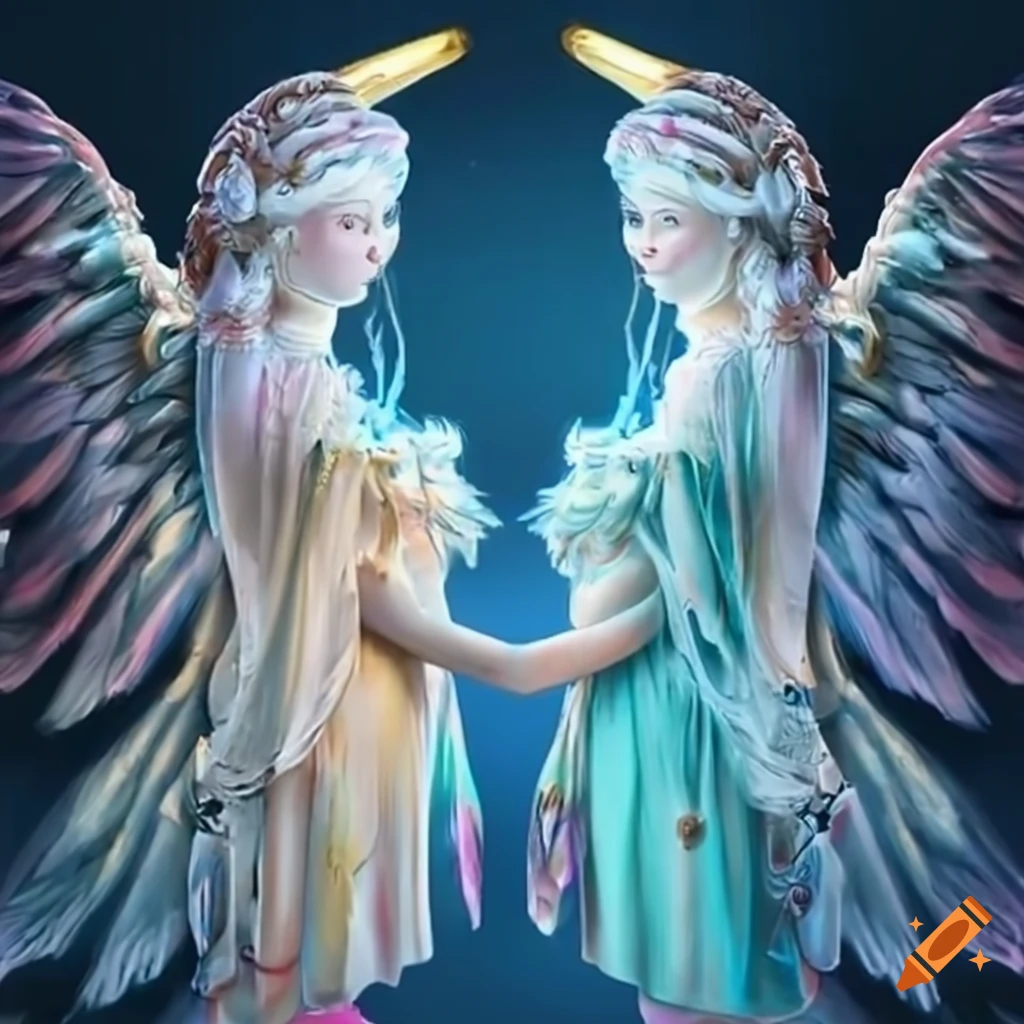 Biblically accurate angels watching over a girl on Craiyon